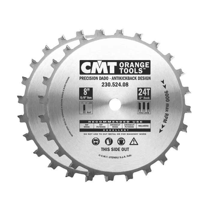 CMT 230.524.08 Precision Dado Set, 8-Inch X 24 Teeth FTG+ATB Grind...