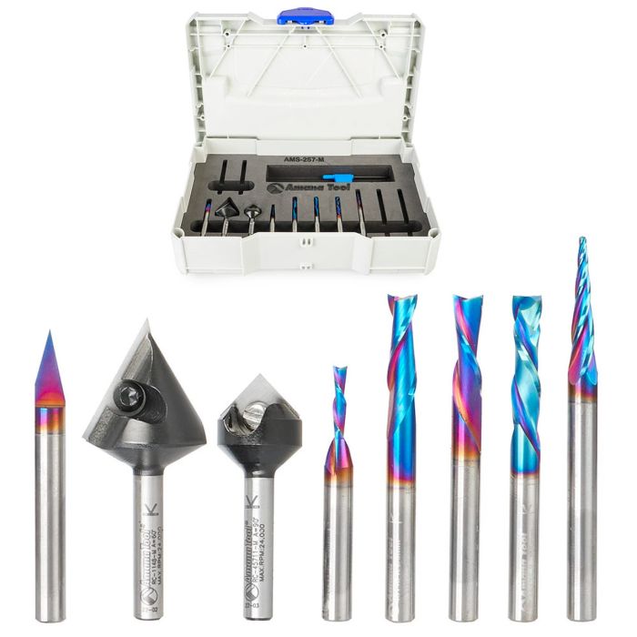 Amana tool AMS-257-M 8-Pc General Purpose CNC Router Bit Set Packed in ...